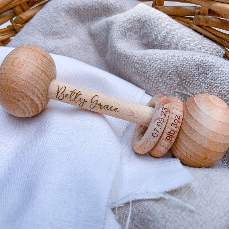 Wood Baby Rattle - Etsy