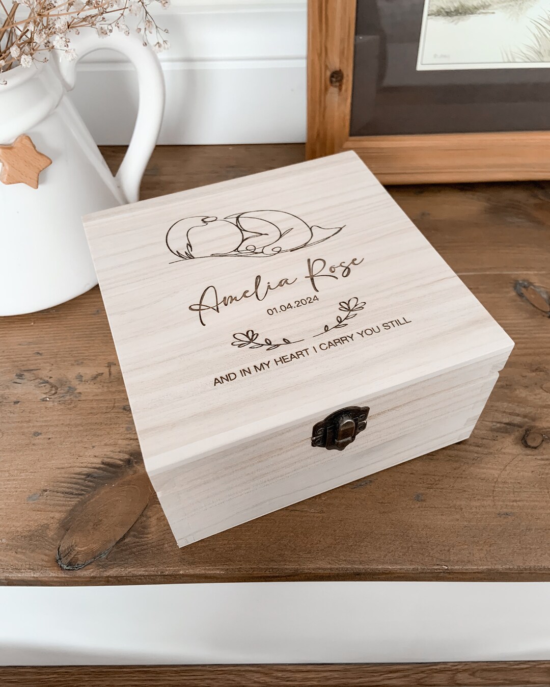 IN MY HEART Baby Loss Memory Box, Personalised Baby Loss Wooden ...