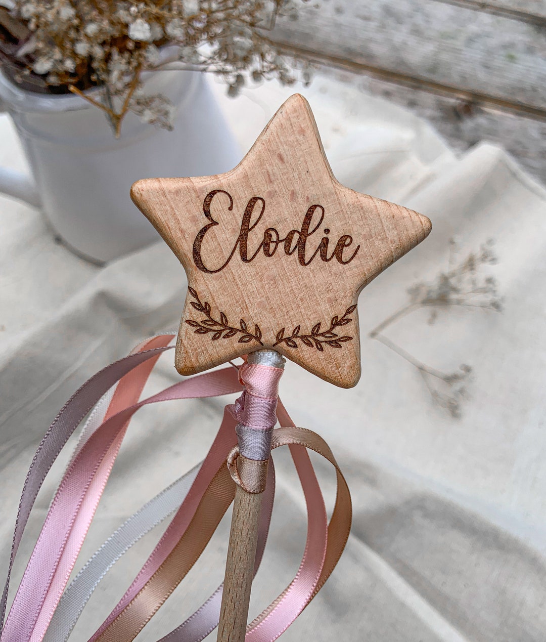 PERSONALISED Laser Engraved Wooden Wand, Flower Girl Wand, Big Sister ...