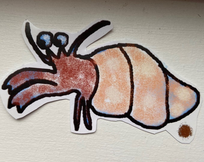 Hermit Crab Sticker | Cute Cartoon Animal Stickers | Waterproof, Vinyl ...