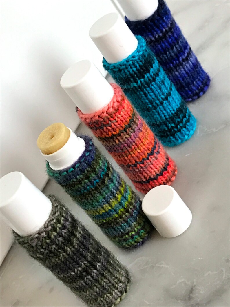 Hand Knit Lip Balm Cozy / Chapstick Holder / FREE Organic Lip Balm W ...