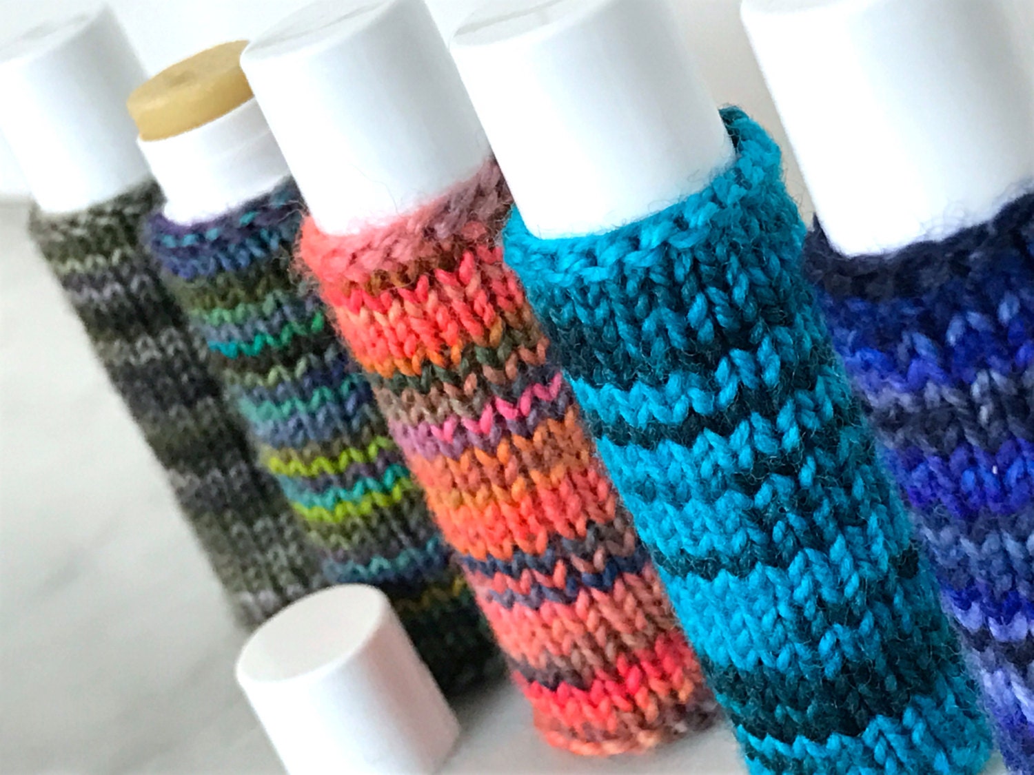 Hand Knit Lip Balm Cozy / Chapstick Holder / FREE Organic Lip Balm W ...