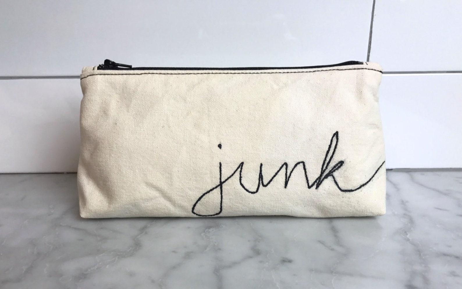 Canvas 'junk' Zipper Pouch / Zip Bag / Accessory Bag / Makeup Bag ...