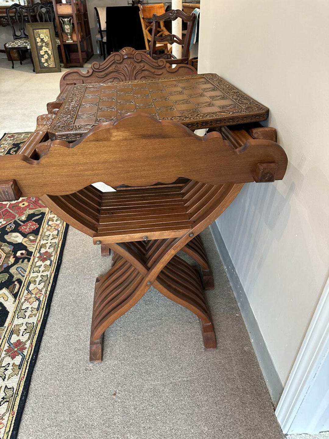 Vintage Antique Game Table and Chairs - Etsy