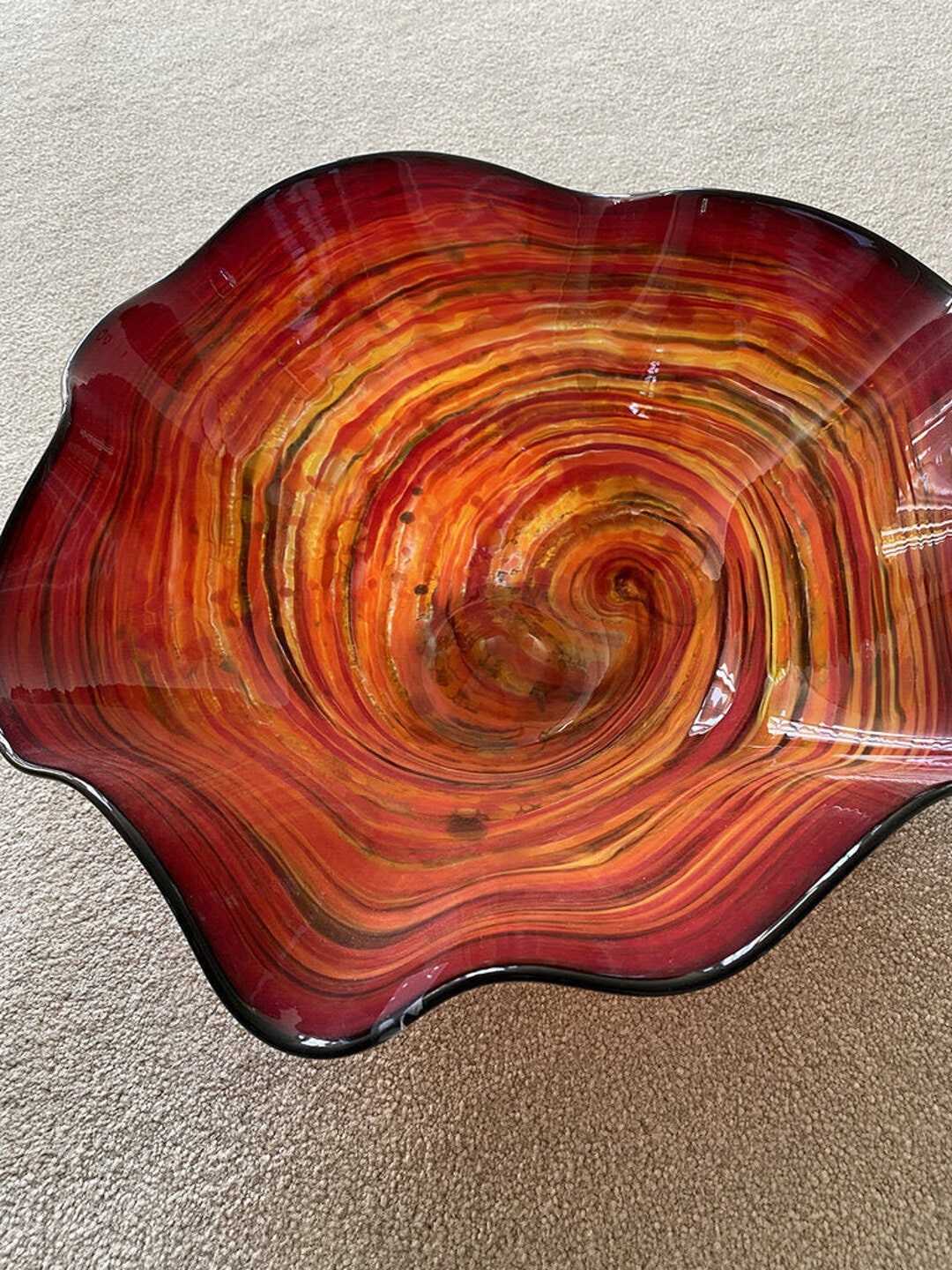 Autumn Flame - Italian Murano Blown-glass Waved Bowl - Extra Large - Etsy