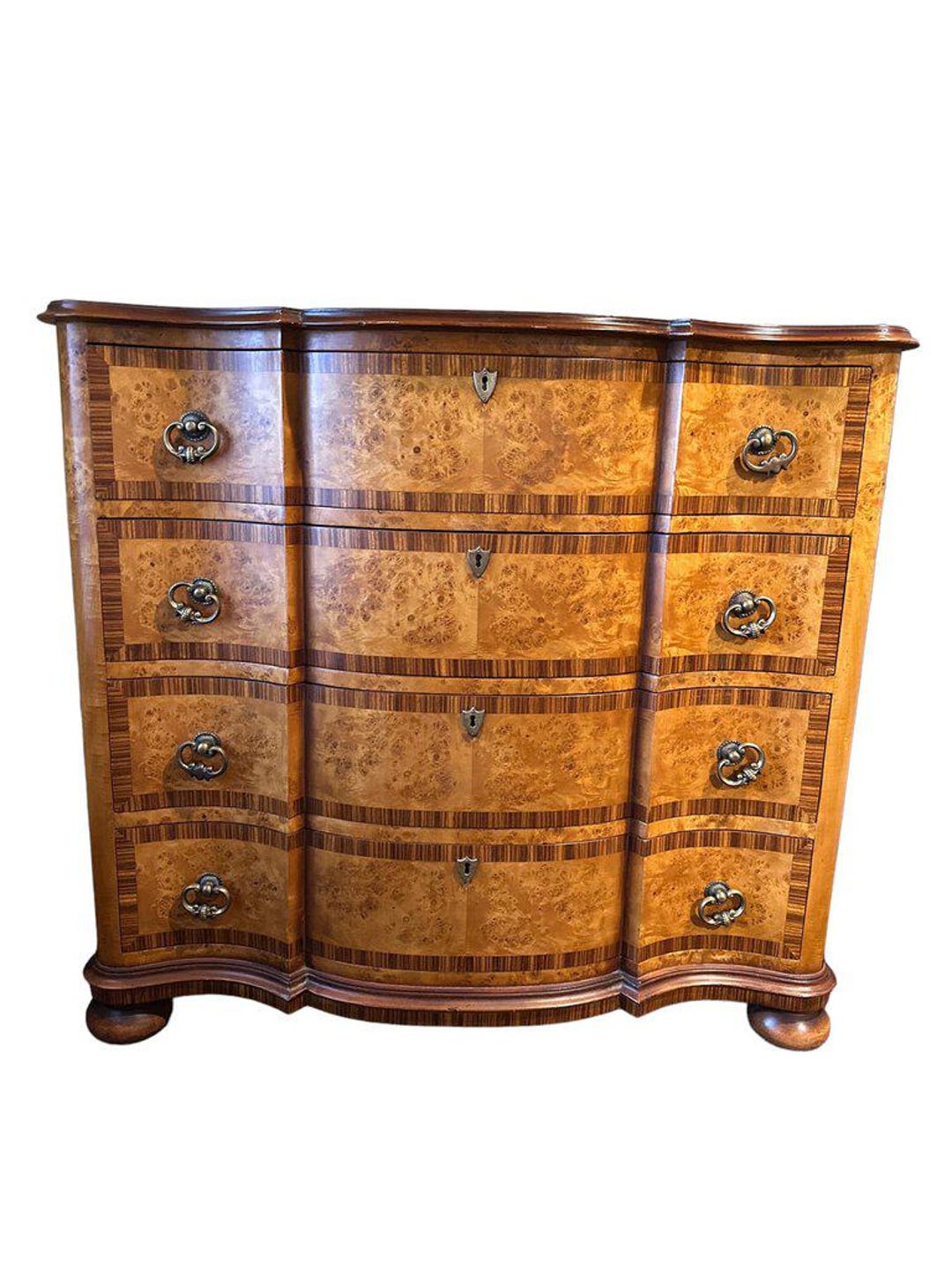 4 Drawer Burled Wood Cabinet With Satin Band Trim - Etsy