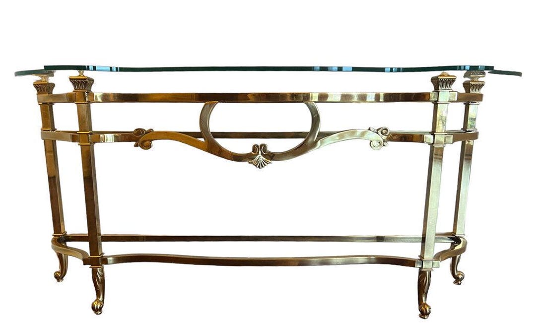 Gold Brass and Glass Labarge Console Table - Etsy