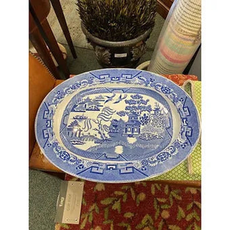 Oversized English Blue Willow Platter - Etsy