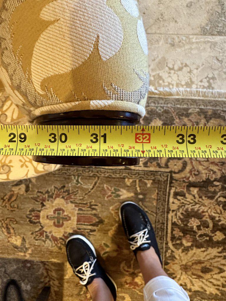 Yellow, Grey, and White Floral Accent Chairs With Wood Trim by Kindel ...