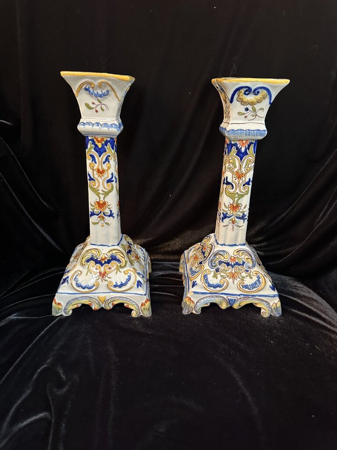 1880 Pair Rouen Fourmaintraux Freres Desevres French Faience Large ...