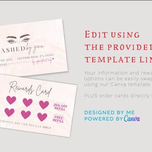 Lash Artist Cards, Loyalty Cards, Rewards Card, DIY Loyalty Card ...