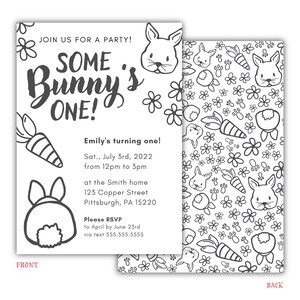 Bunny Themed First Birthday TEMPLATE Some Bunny's One - Etsy