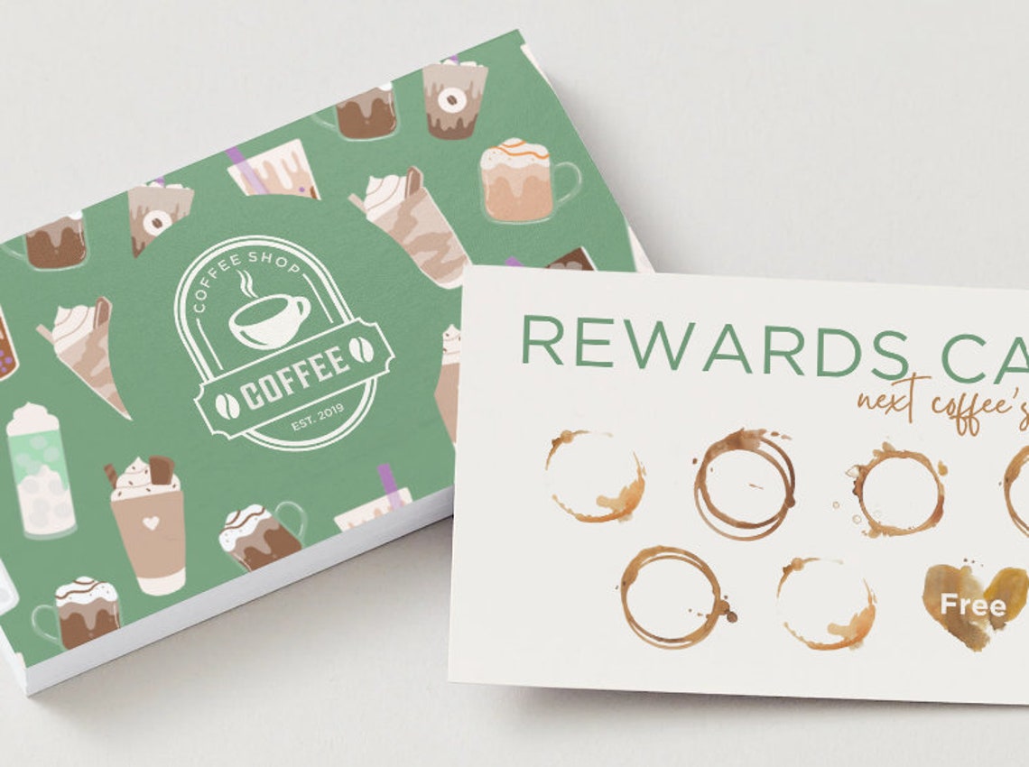 Coffee Shop Cards, Loyalty Cards, Rewards Card, DIY Loyalty Card ...