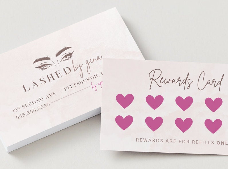 Lash Artist Cards, Loyalty Cards, Rewards Card, DIY Loyalty Card ...