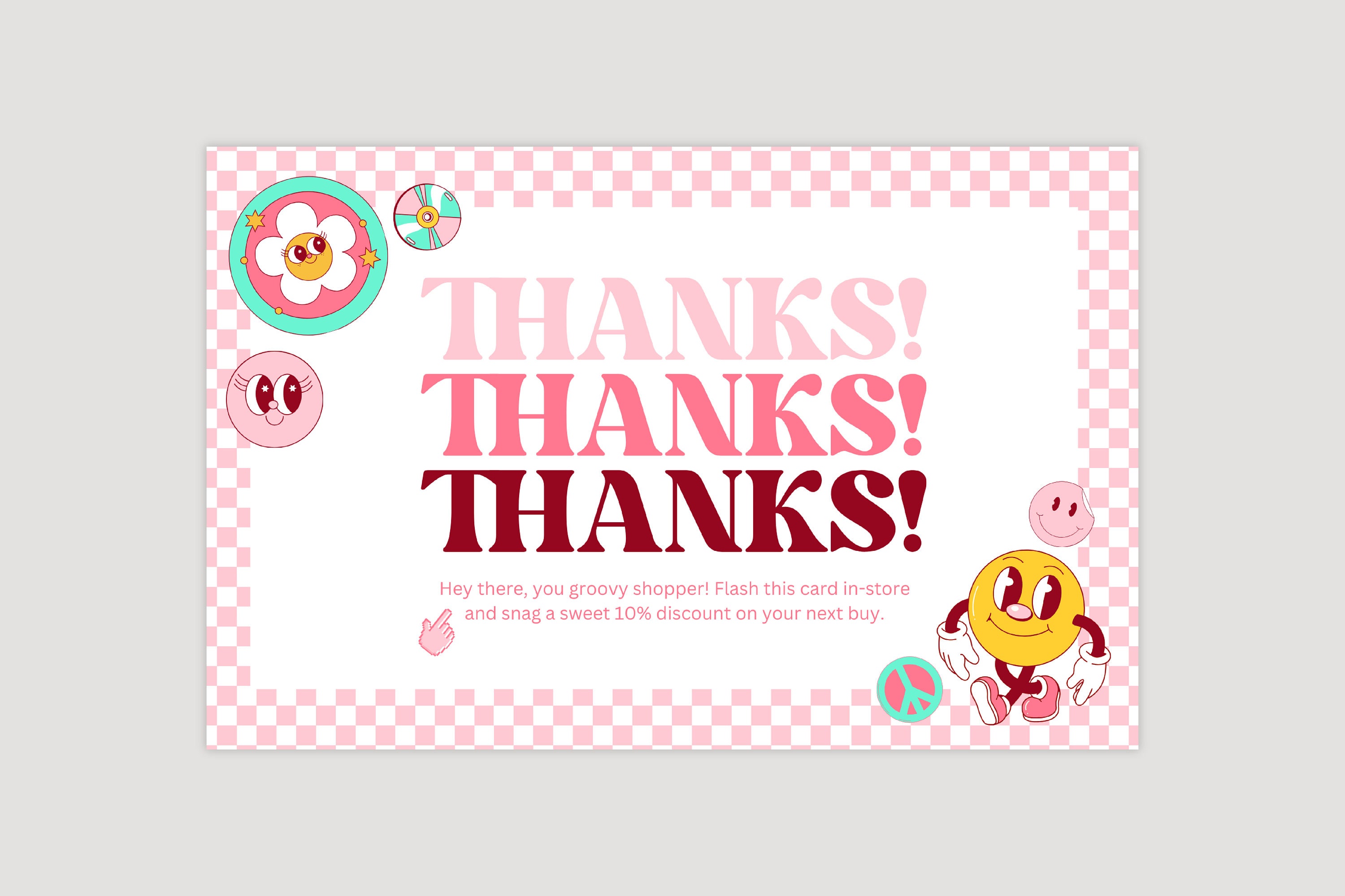 Retro Pink Order Card Canva Template, 8.5 X 5.5, Thank You Card Canva ...