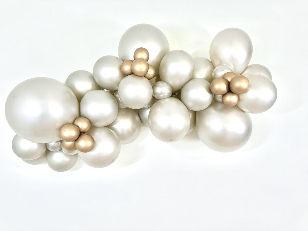 Pearl & Gold Balloon Garland Silk Cream Pearl Balloons in Multiple ...