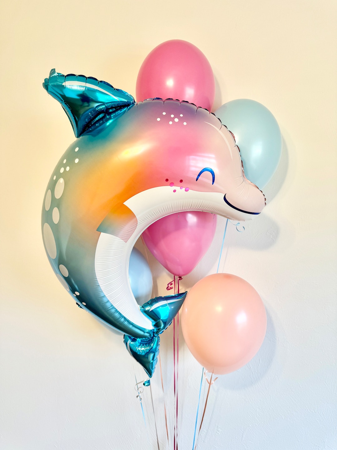 Dolphin Balloon Bouquet Pink Coral Seaglass Oneder the Sea Birthday ...