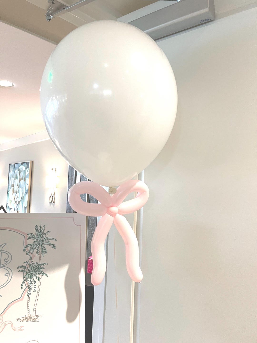 Pink Bow Balloon DIY KIT Large White Balloon With Pink Bow Baby Shower ...