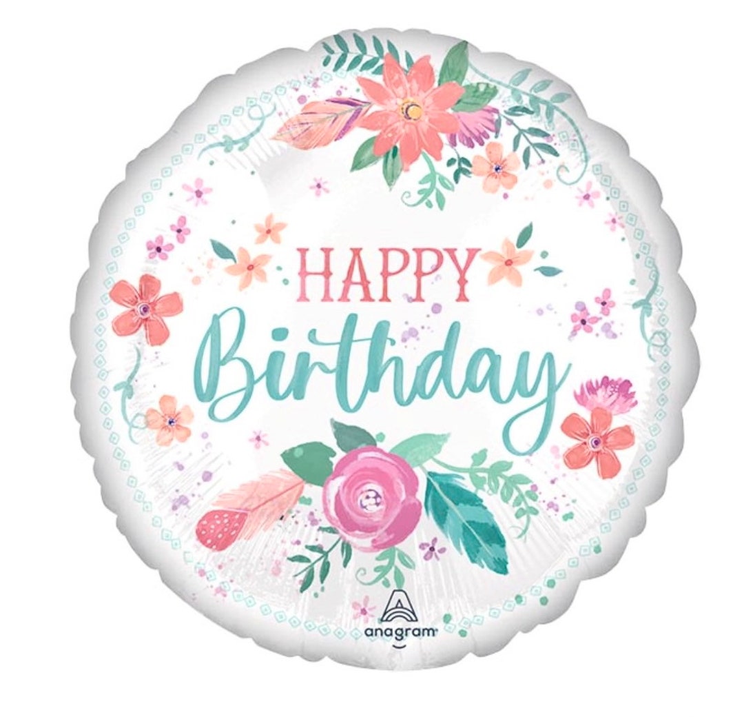 Boho Birthday Balloons 18 Inch Balloon Pink and Mint Green Wild One ...