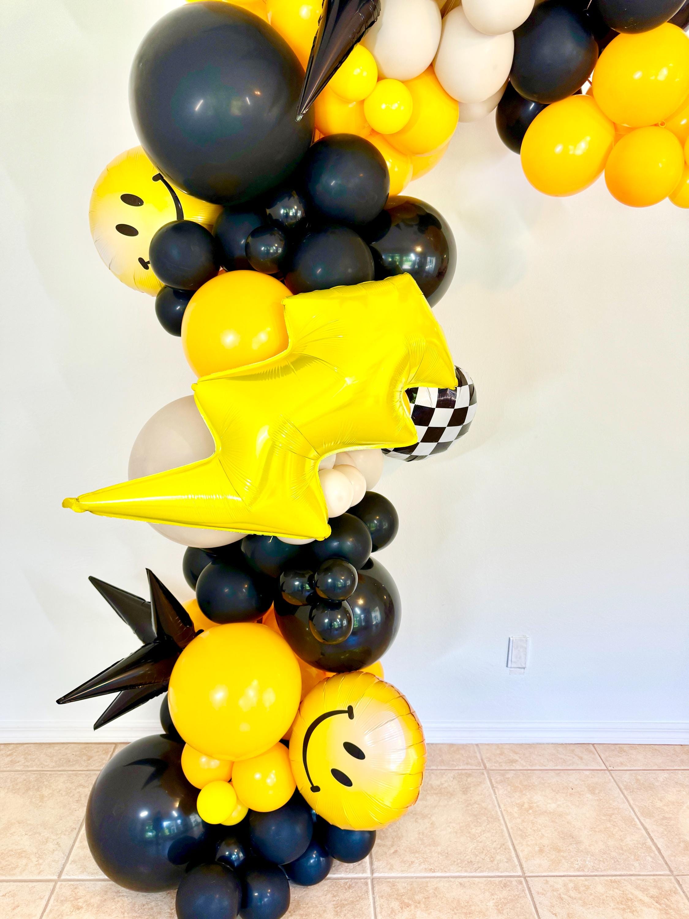 Happy Dude Balloon Garland With Smiley Bolt and Checked Balloons One ...