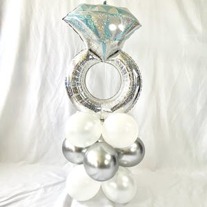 Platinum Diamond Ring Balloon Tower Jumbo Glitter Ring Balloon Easy ...