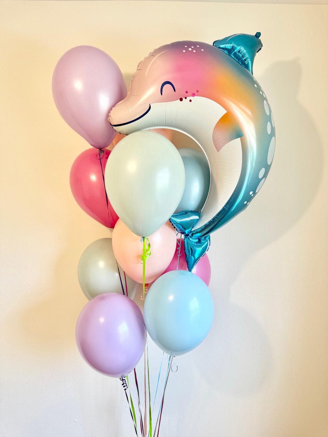 Dolphin Balloon Bouquet Pink Mint Coral Seaglass Blossom Oneder the Sea ...