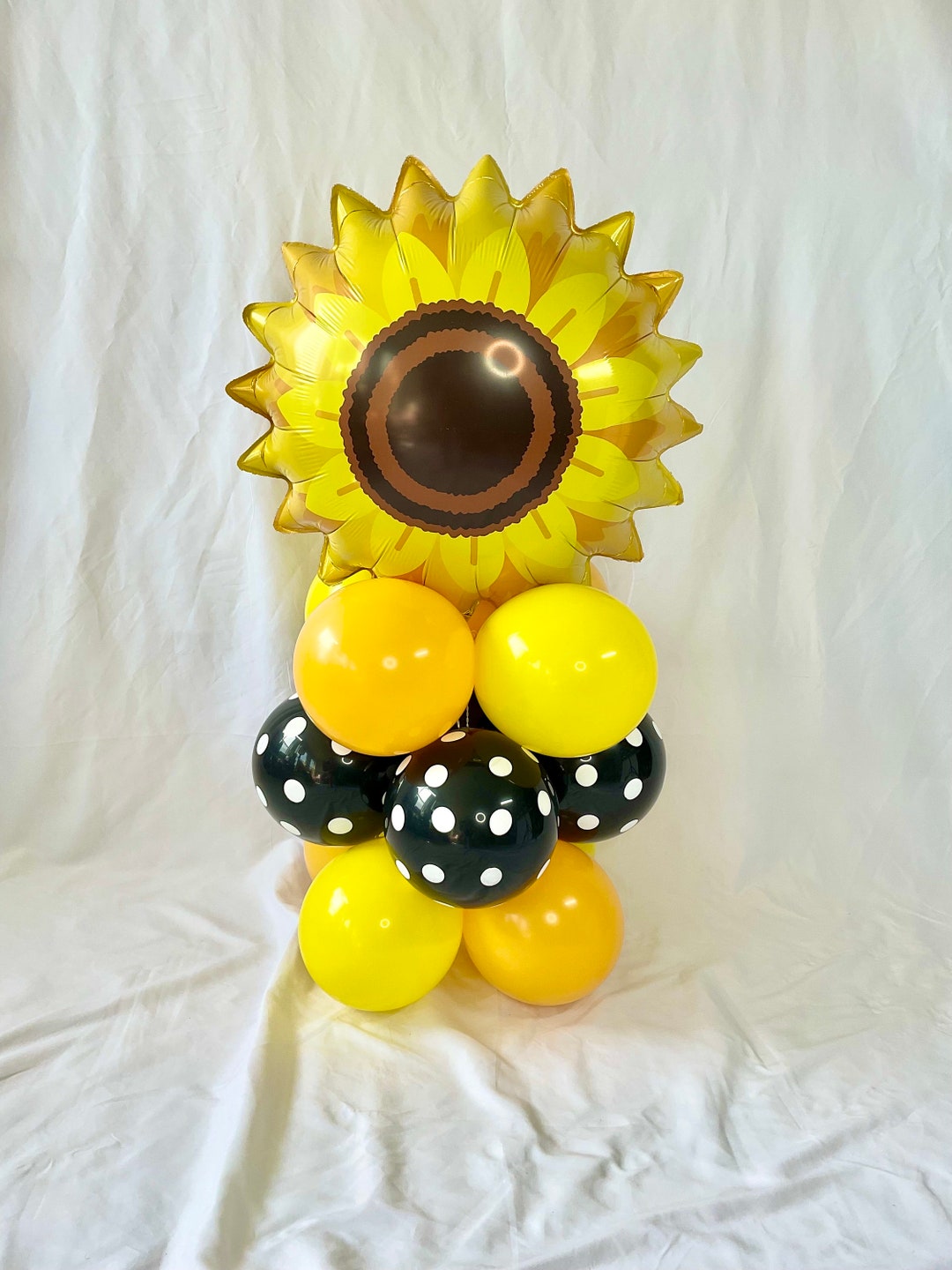 Sunflower Balloon Tower Stacker Golden Rod Yellow Black Polkadot Fall ...