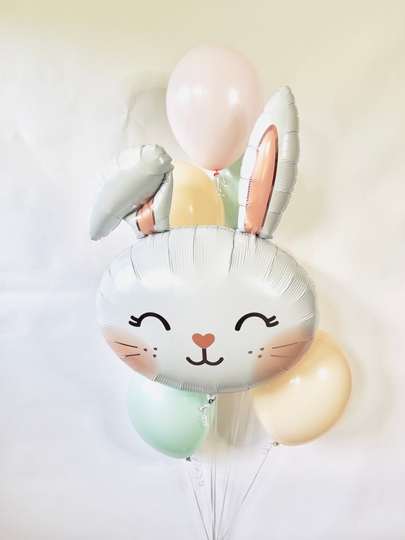 Floppy Eared Bunny Balloons - Pink & Green Pastel Balloons - Some Bunny ...