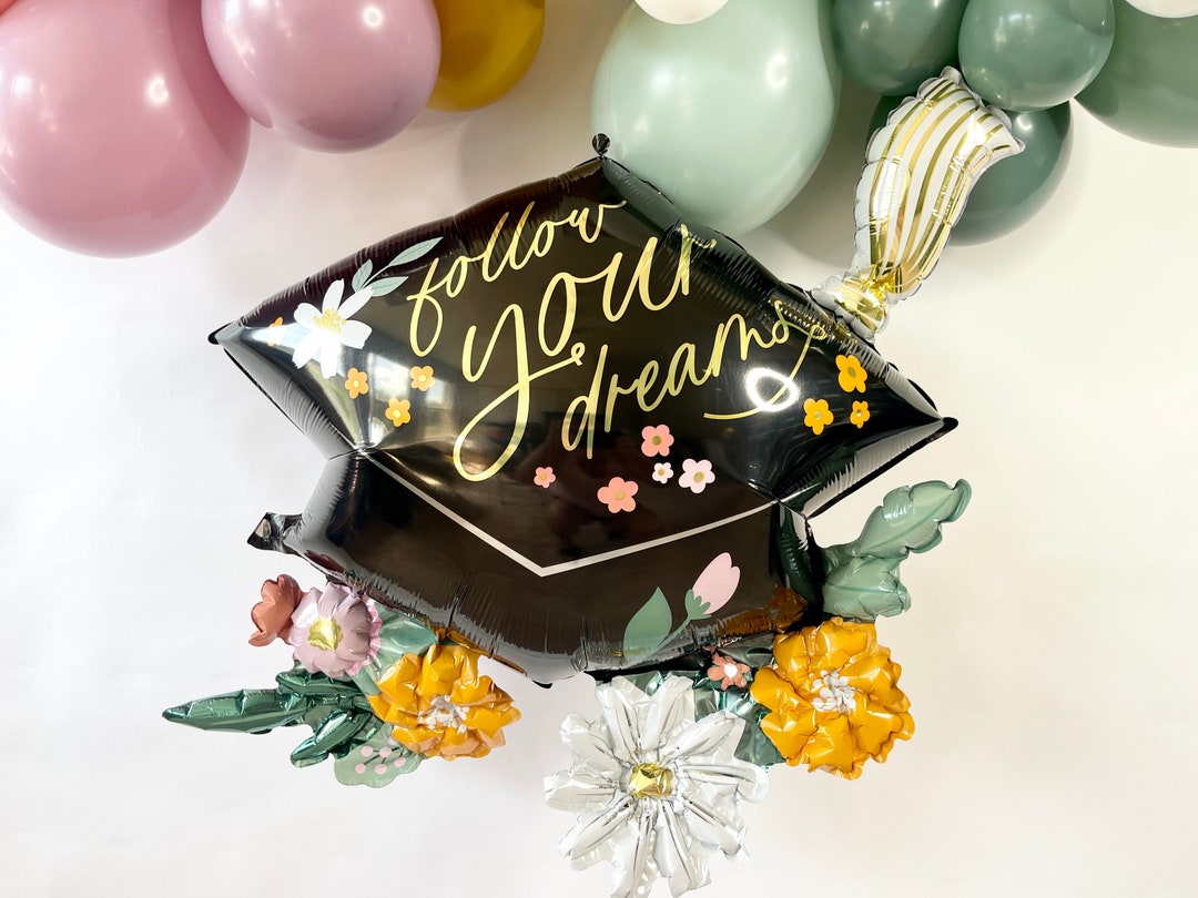 Grad Hat Balloon Flower Graduation Balloons Girl Graduation Hat Class ...