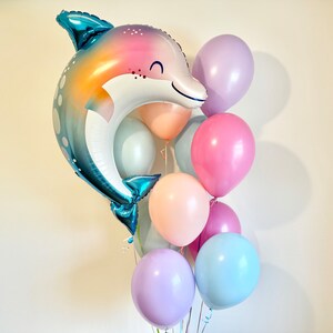 Dolphin Balloon Bouquet Pink Mint Coral Seaglass Blossom Oneder the Sea ...