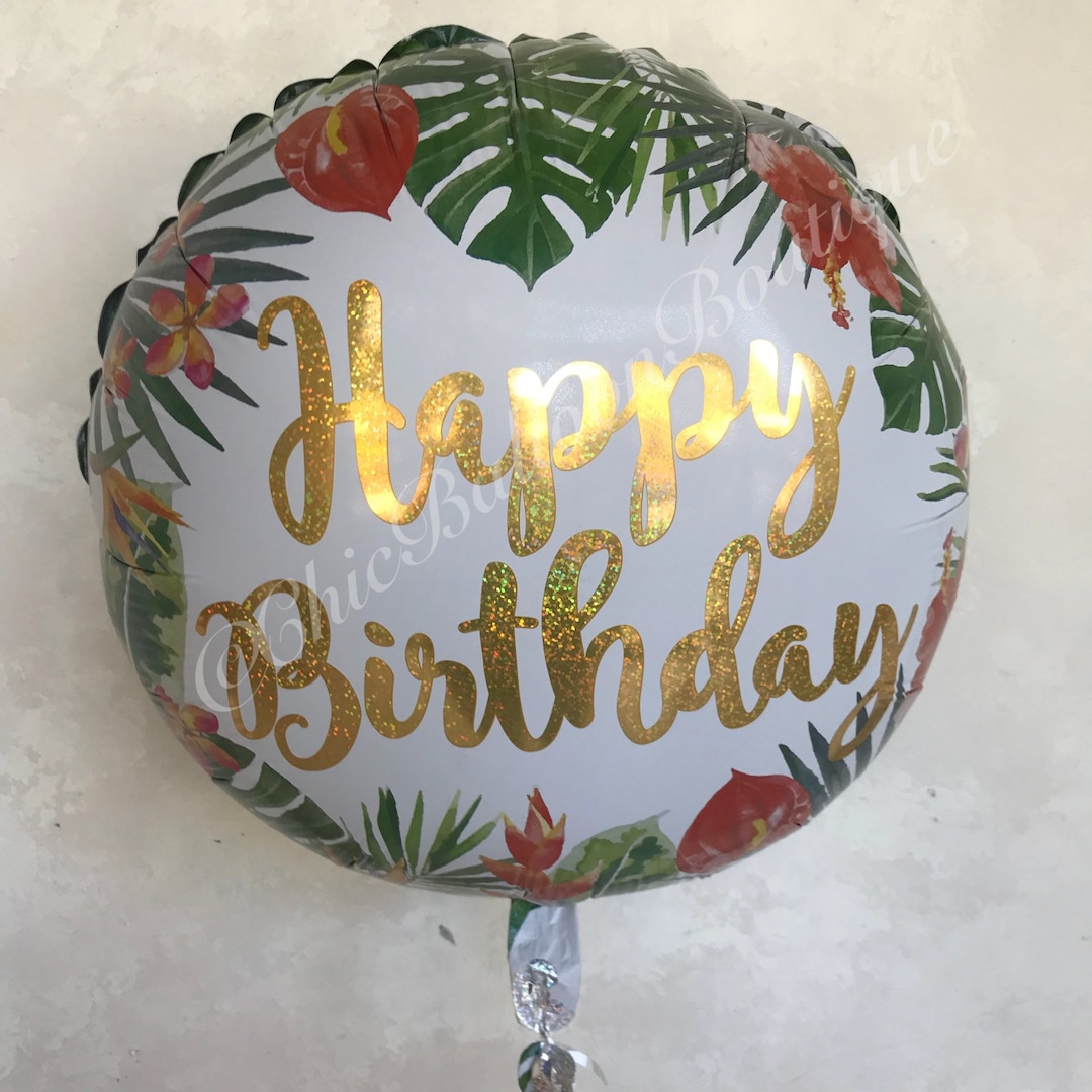 Tropical Birthday Balloons Bird of Paradise Decor Hawaiian Balloons ...