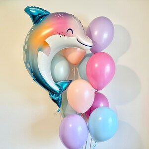 Dolphin Balloon Bouquet Pink Mint Coral Seaglass Blossom Oneder the Sea ...