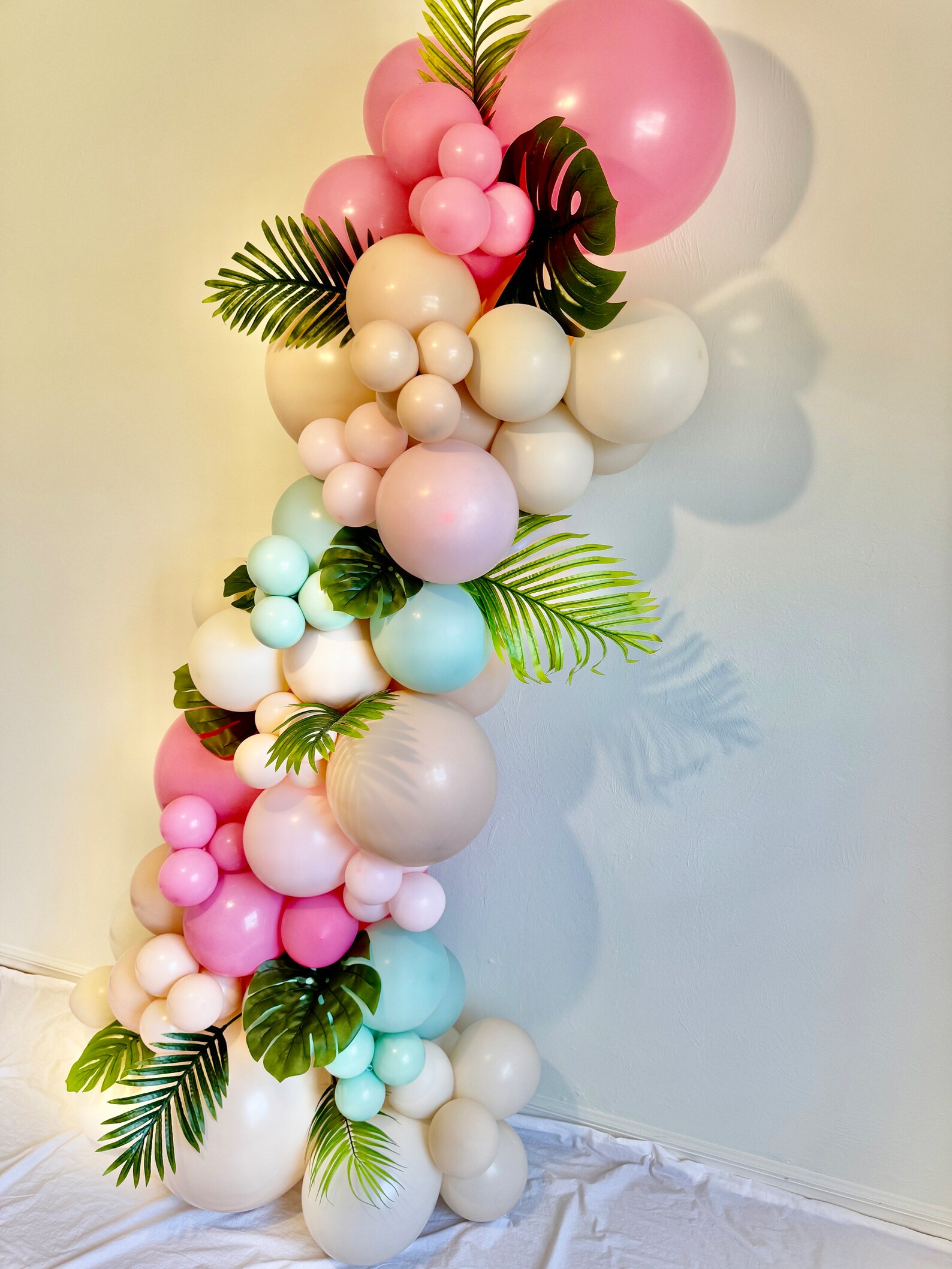 Tropical Balloon Garland Pink Mint Cream Cameo Balloons Paradise Garden ...