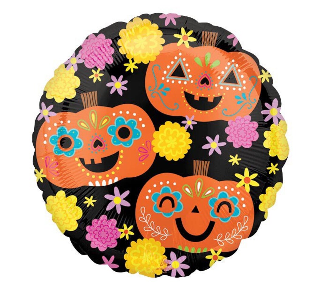 Sugar Skull Pumpkin Balloon, Day of the Dead Halloween Party Decor - Etsy