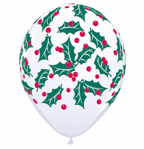 Holly Balloons 11 inch Holly Balloons Holiday Balloons | Etsy