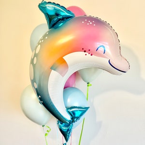 Dolphin Balloon Bouquet Pink Mint Seaglass Oneder the Sea Birthday ...