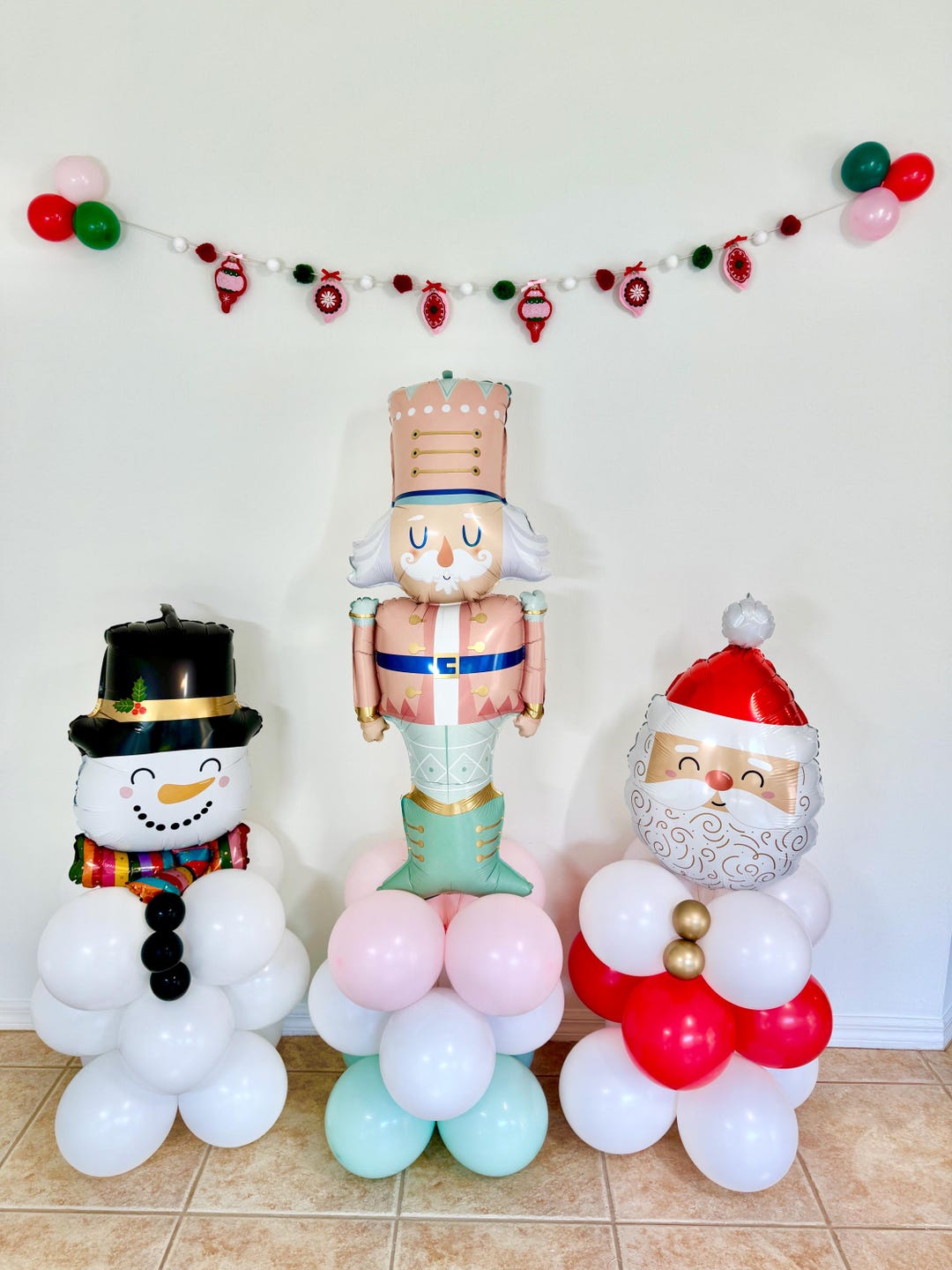 Christmas Balloon Tower Stacker Snowman Santa and Pastel Nutcracker ...