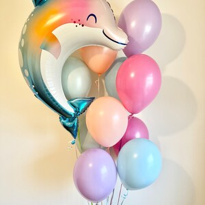 Dolphin Balloon Bouquet Pink Mint Coral Seaglass Blossom Oneder the Sea ...