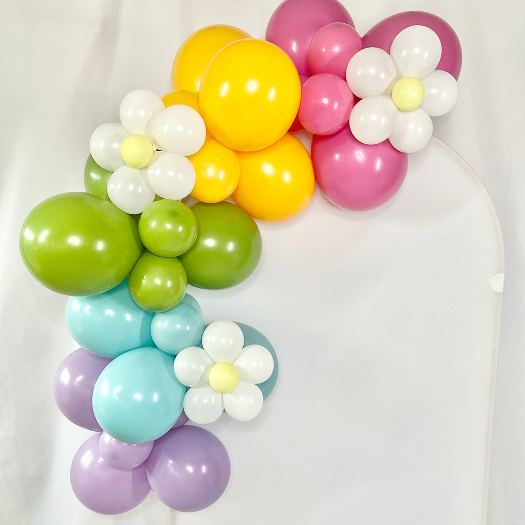 Bright Colored Flower Balloon Garland Pixie Pink Golden Rod Green ...