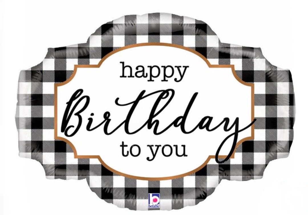 Black and White Birthday Balloons Buffalo Check Decor Black and White ...