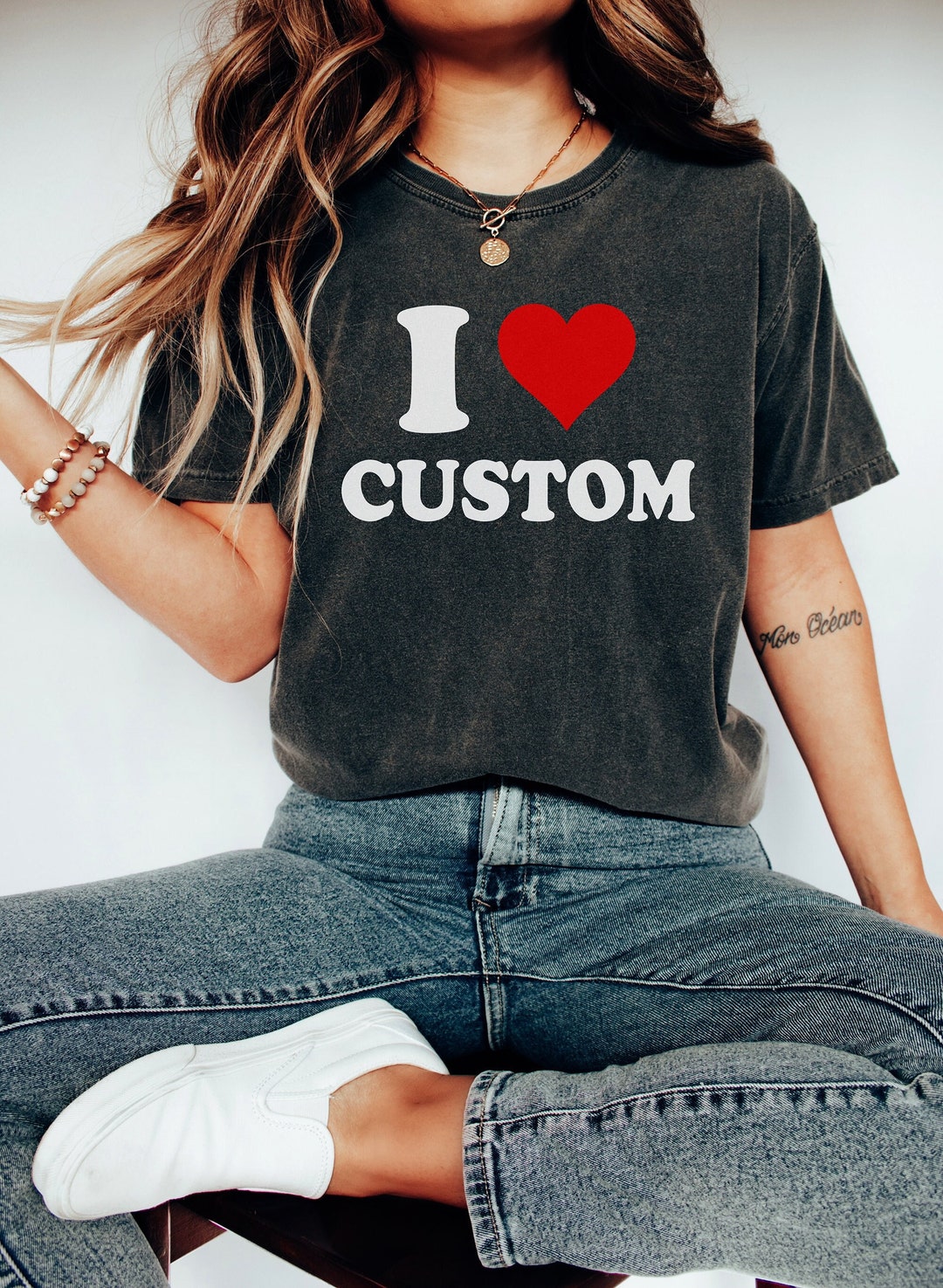 Personalized I Heart T-shirt, Custom Text Shirt, I Heart Custom Shirt ...