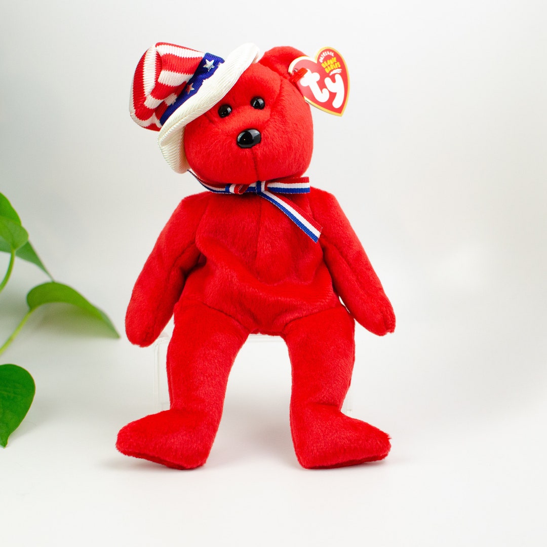 Ty Beanie Baby Sam Bear - Red - Etsy