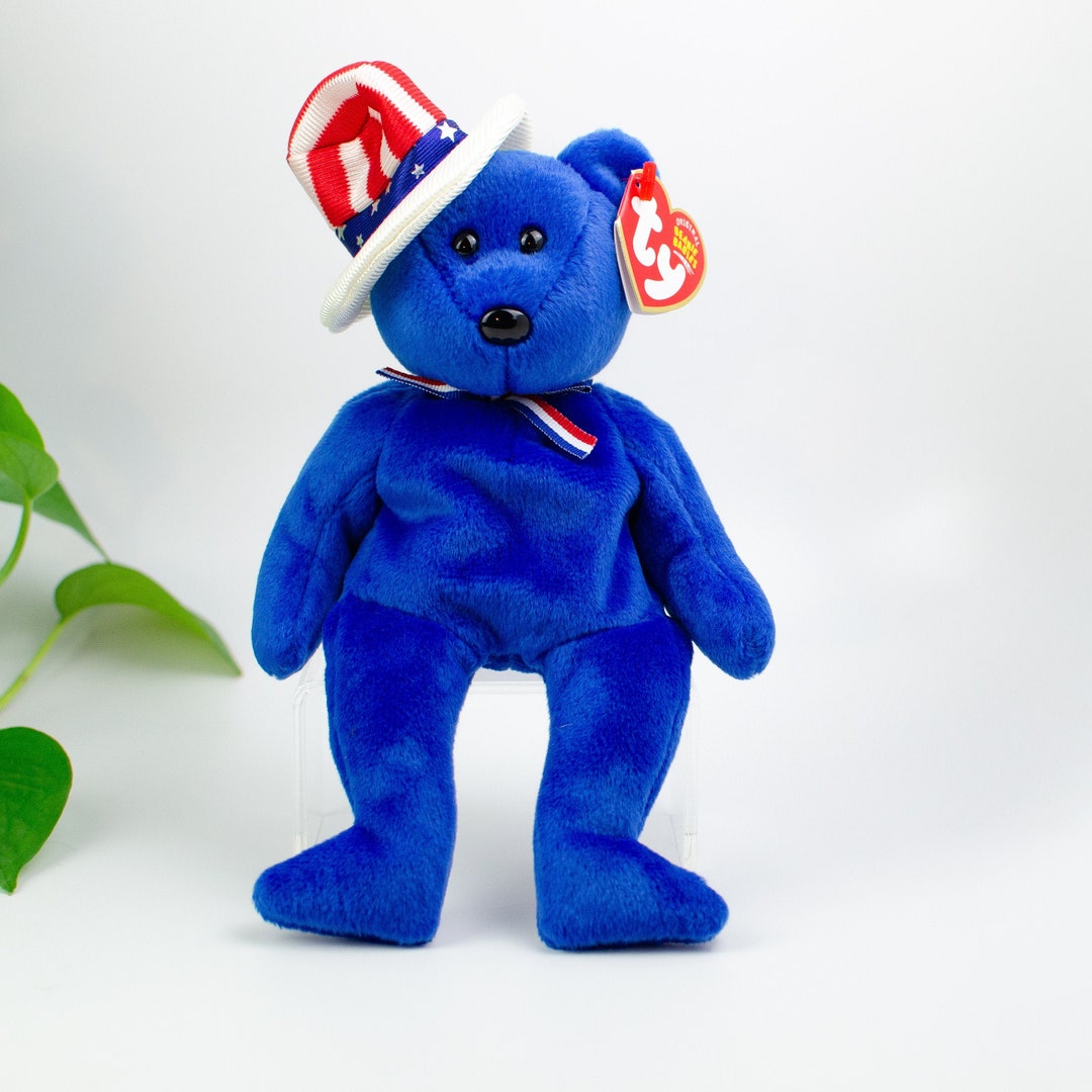 Ty Beanie Baby Sam Bear - Blue - Etsy