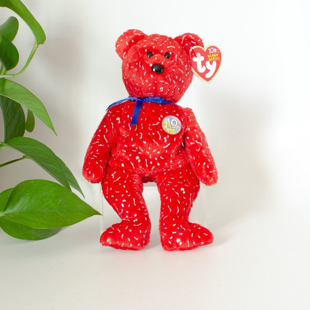 Ty Beanie Baby Decade Bear - Red - Etsy