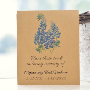 Texas Bluebonnet Memorial Seeds, in Loving Memory, Funeral Favor ...