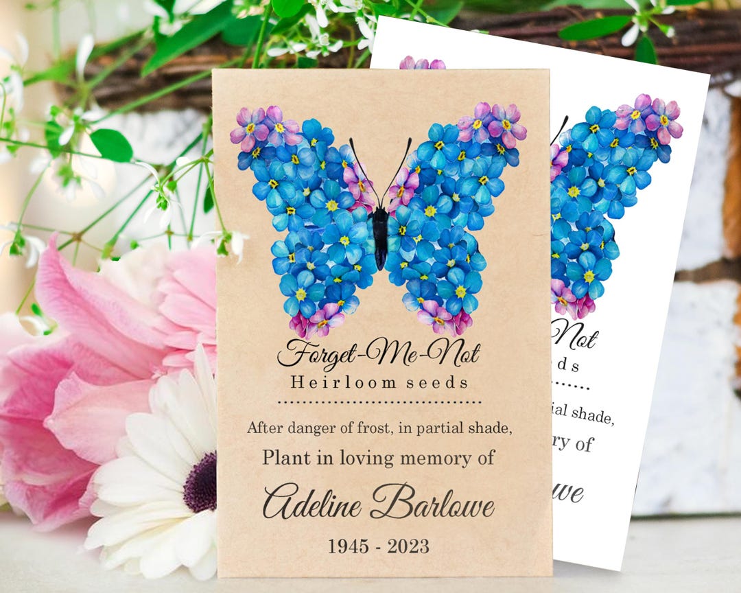 Butterfly Forget-me-not Memorial Seed Packets • Funeral Favors for ...