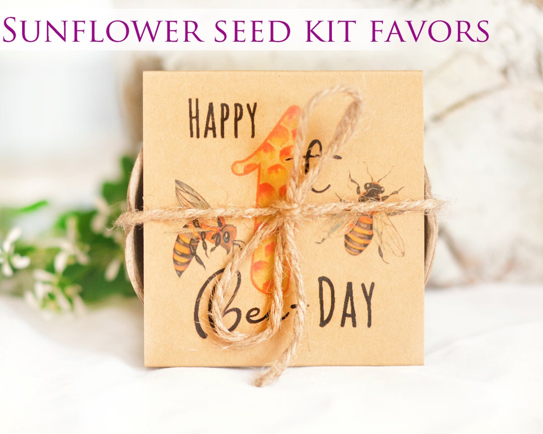 Honey Bee Party Favor Sunflower Seed Kit, Happy Bee-day Favor, Birthday ...