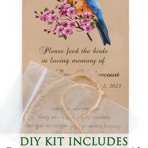 Blue Bird, Memorial Bird Seed Packs, Celebration of Life, Funeral Favor ...