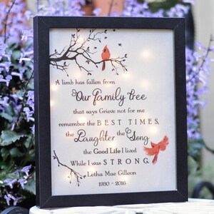 Sympathy Gift, Memorial Gift, Lighted Cardinal Memorial Frame, Keepsake ...