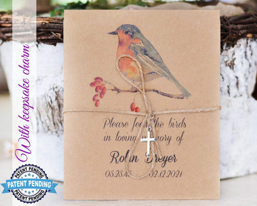 Funeral Favor Robin Memorial Seeds Celebration of Life Bird Seed Packet ...